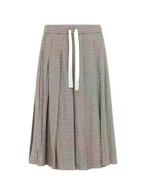 Moncler Check-pattern Pleated Midi Skirt