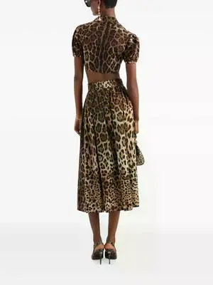 Dolce & Gabbana Leo-print Poplin Shirt - Neutrals