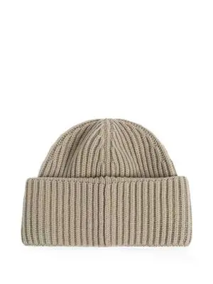 Canada Goose Ribbed Knit Beanie Hat - Neutrals