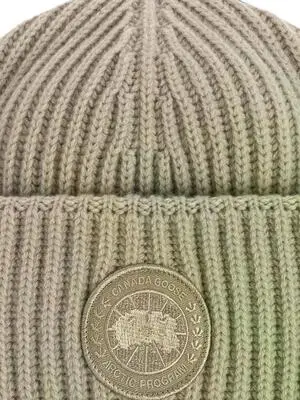 Canada Goose Ribbed Knit Beanie Hat - Neutrals
