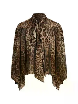 Dolce & Gabbana Leo-print Silk Chiffon Blouse