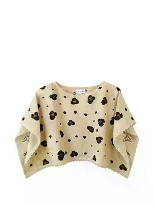 ORSINA Animalier Print Lace Trim Top