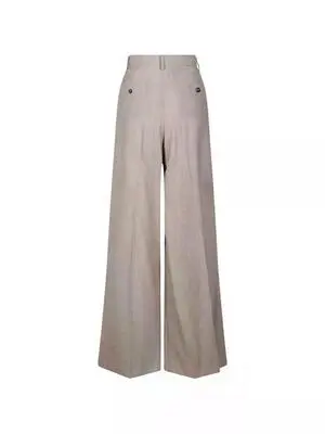 Max Mara Beige Virgin Wool Pleated Wide-leg Trousers