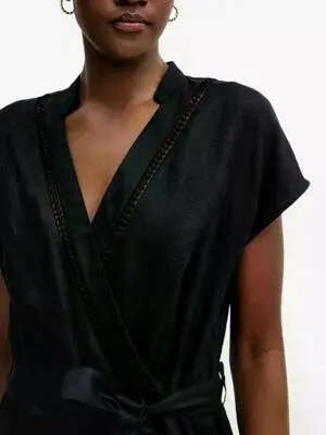 BENETTON Lace-trim Belted Wide-leg Jumpsuit