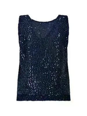 Max Mara Sequin Embellished Sleeveless V-neck Sweater