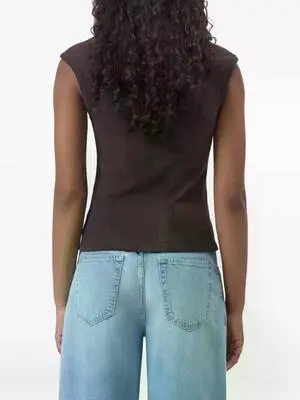 Closed Ribbed Cap-sleeve T-shirt