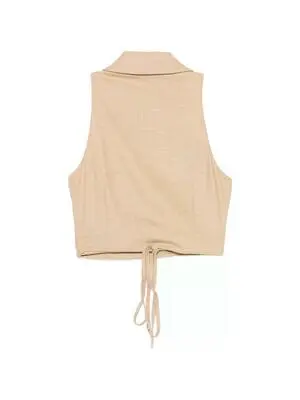 SIMONA CORSELLINI Sleeveless Cropped Wrap Top With Notched Lapels