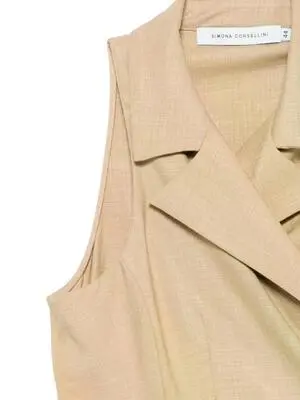 SIMONA CORSELLINI Sleeveless Cropped Wrap Top With Notched Lapels