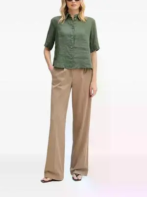 BENETTON Short Sleeve Shirt With Classic Collar - Green