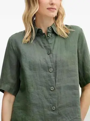 BENETTON Short Sleeve Shirt With Classic Collar - Green