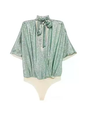 SIMONA CORSELLINI Glitter-effect Wrap Bodysuit