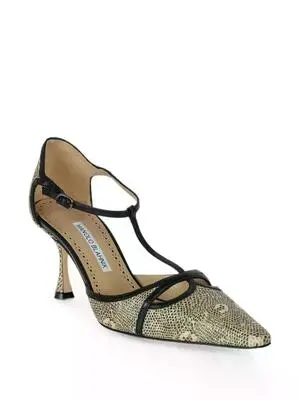 Manolo Blahnik Gish Snakeskin-effect T-bar Pumps