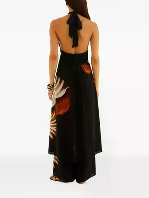 Farm Rio Ammonite Print Smocked Wide-leg Trousers