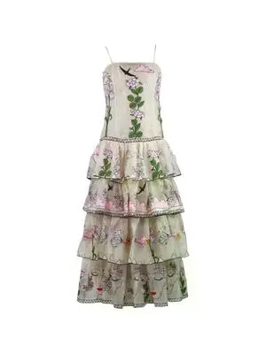 Vivetta Floral-embroidered Tiered Midi Dress