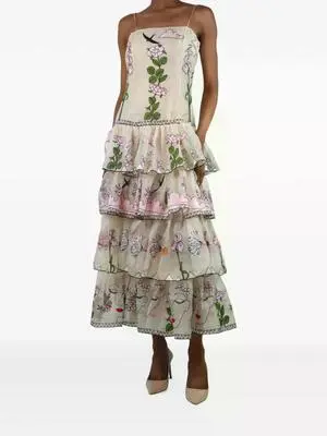 Vivetta Floral-embroidered Tiered Midi Dress