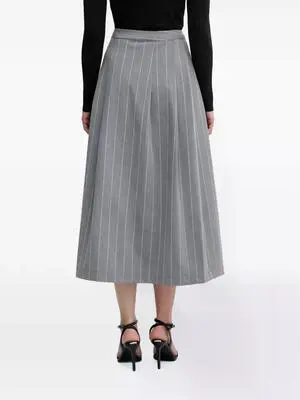 BENETTON Pleated Midi Skirt With Pinstripe Pattern