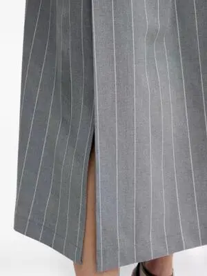 BENETTON Pleated Midi Skirt With Pinstripe Pattern