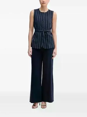 BENETTON Sleeveless Belted Pinstripe Top