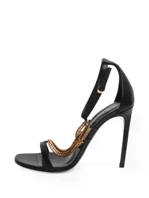Saint Laurent Leather Chain Detail Stiletto Sandals
