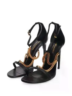 Saint Laurent Leather Chain Detail Stiletto Sandals