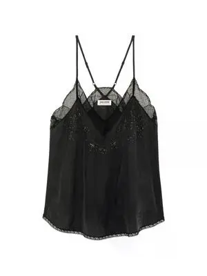 Zadig&Voltaire Christy Silk Strass Paisley Top - Black