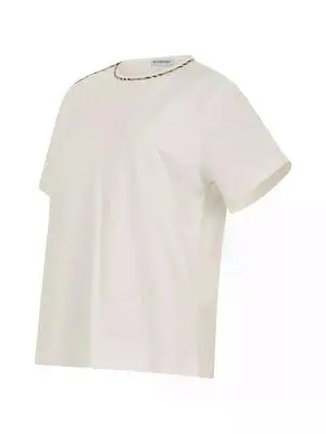 Burberry Check Trim T-shirt - White