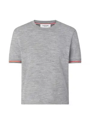 Thom Browne Jersey T-shirt With Striped Rib Cuffs