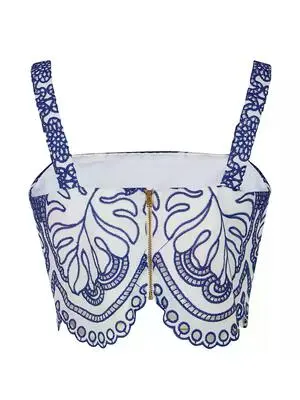 Borgo De Nor Delia Embroidered Cropped Top - White