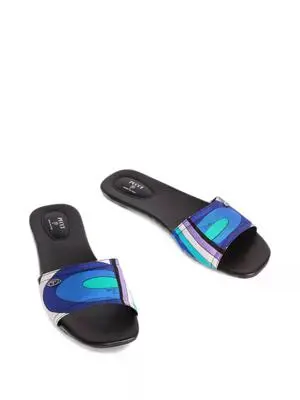 Emilio Pucci Iride Print Silk Twill Slides