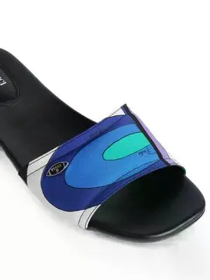 Emilio Pucci Iride Print Silk Twill Slides