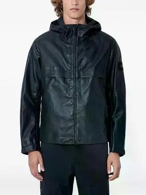 Stone Island Hooded Leather Jacket