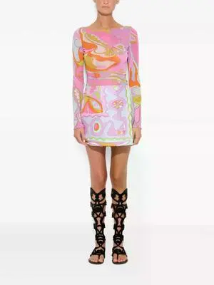 Emilio Pucci Orchidee Print Tulle Top