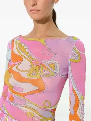 Emilio Pucci Orchidee Print Tulle Top