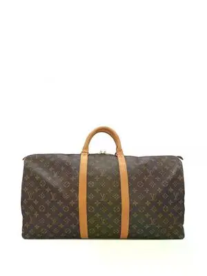 LOUIS VUITTON Monogram Keepall 55 Travel Bag - Brown