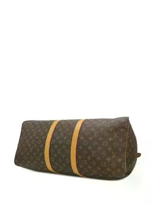 LOUIS VUITTON Monogram Keepall 55 Travel Bag - Brown