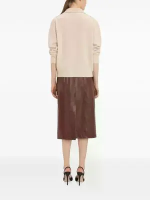 Victoria Beckham Leather Asymmetric Midi Skirt