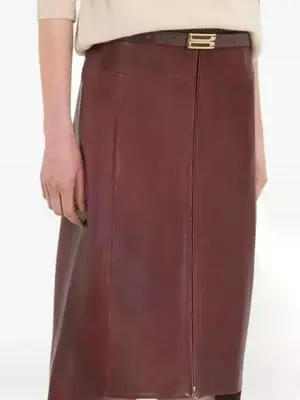 Victoria Beckham Leather Asymmetric Midi Skirt