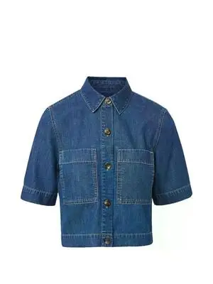 Veronica Beard Spruce Short-sleeve Denim Shirt