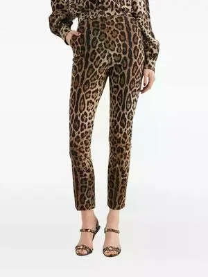 Dolce & Gabbana Leo-print Wool Cigarette Trousers
