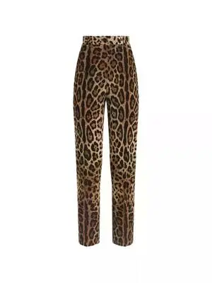 Dolce & Gabbana Leo-print Wool Cigarette Trousers