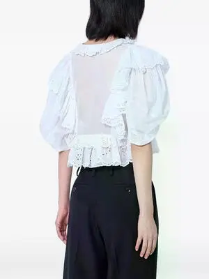 Chloé Cropped Ruffled Cotton Blouse