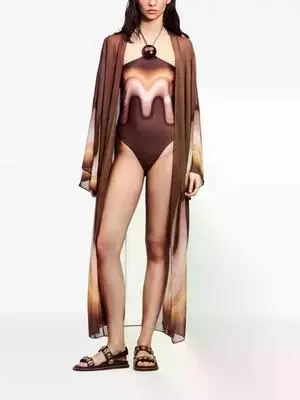 YUKIO Wavy Print One Piece - Brown
