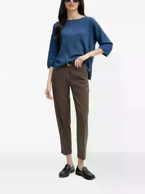 BENETTON Cropped Tapered Trousers With Belt Loops And Welt Pockets
