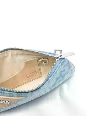 Gcds Logo-lettering Denim Shoulder Bag - Blue