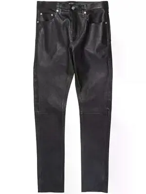 PURPLE BRAND Logo-patch Lambskin Leather Trousers - Black
