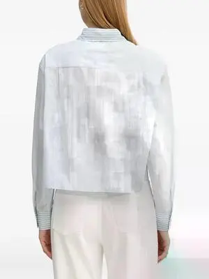 BENETTON Striped Pussy-bow Blouse - Blue