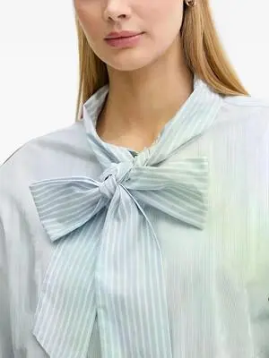 BENETTON Striped Pussy-bow Blouse - Blue