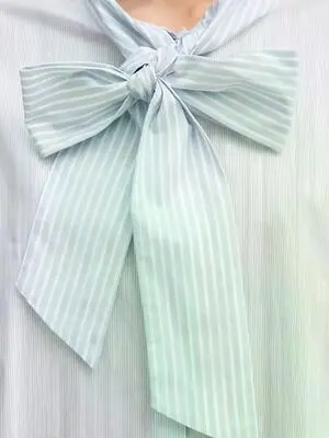 BENETTON Striped Pussy-bow Blouse - Blue