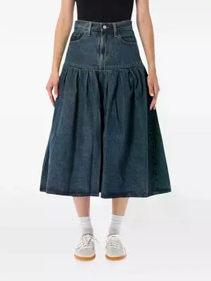 LEVI'S Yoked Pleated Denim Midi Skirt
