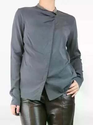 Brunello Cucinelli Beaded Collar Blouse